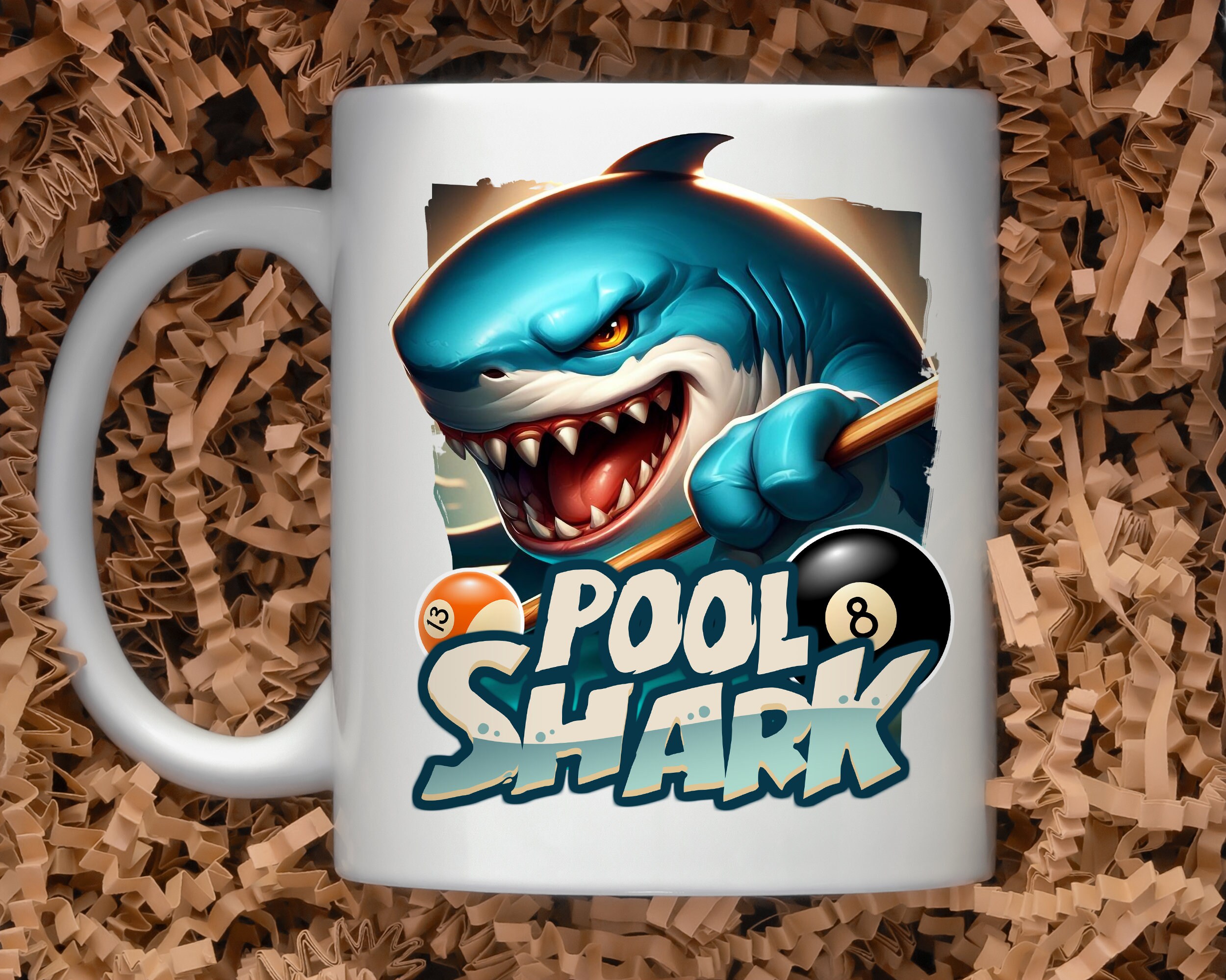 Pool Shark Billiards Png, Shark Holding Pool Cue Sublimation Design ...