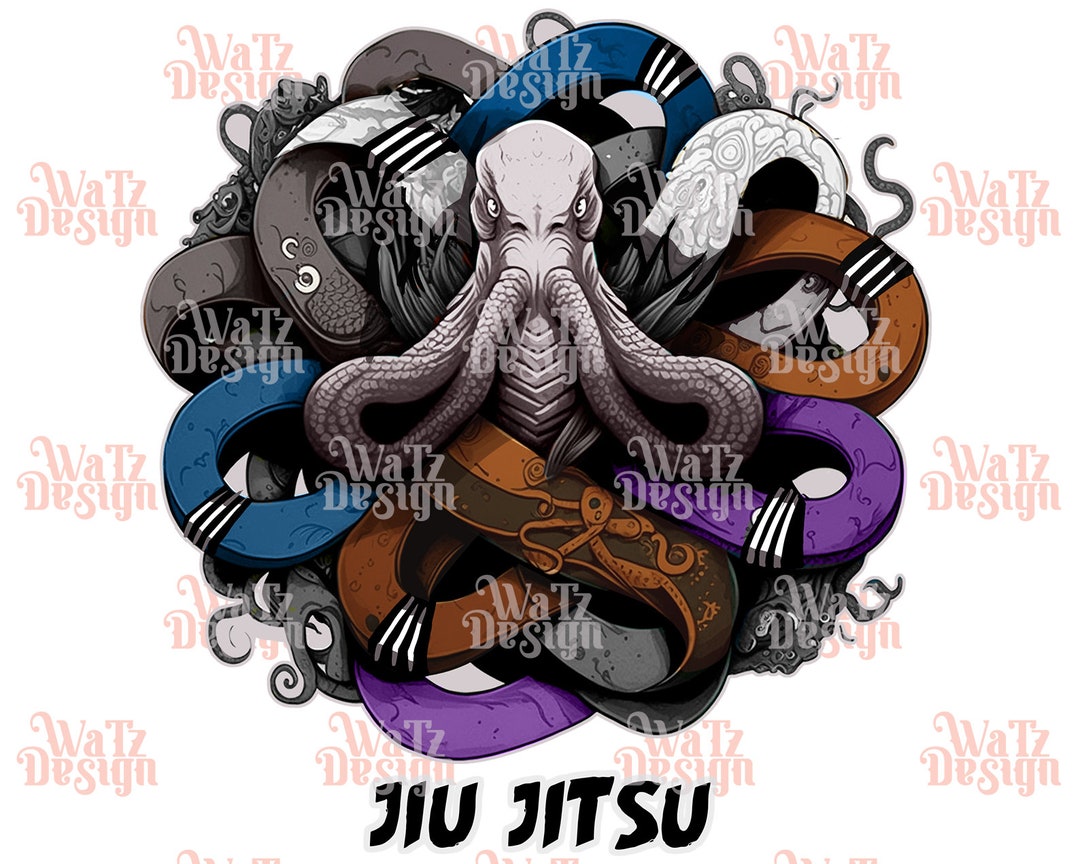 Jiu Jitsu Belts Octopus Png, All Belts Octopus Bjj Design, Jitz Squid ...