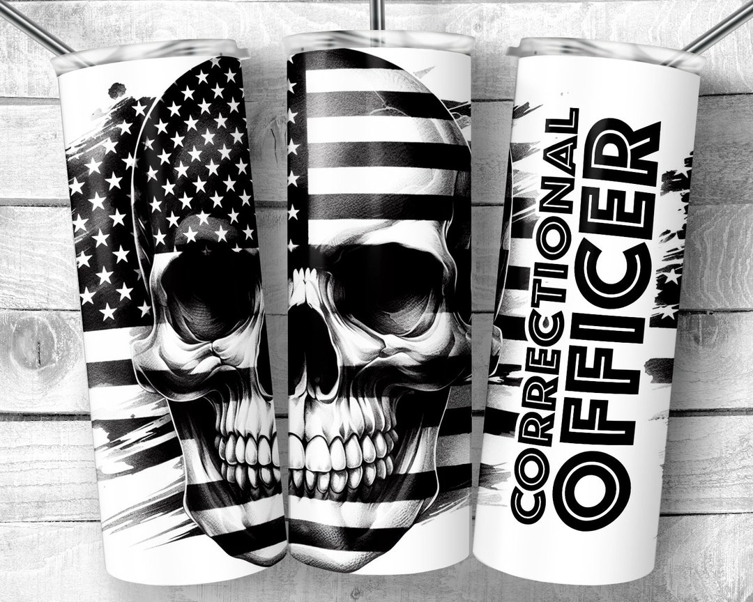 Correctional Officer Flag Patriotic Skull 20oz Skinny Tumbler Design ...