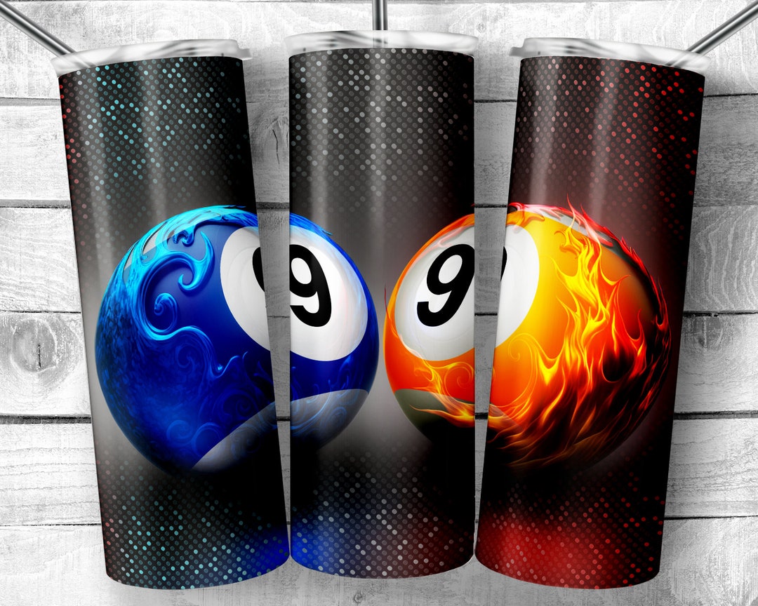 Flaming 9 Balls 20 Oz Skinny Tumbler Sublimation Design, Nine Balls ...