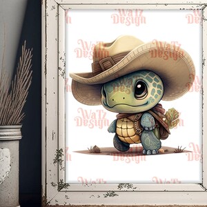Cute Cowboy Turtle PNG - Western Themed Baby Tortoise Sublimation ...