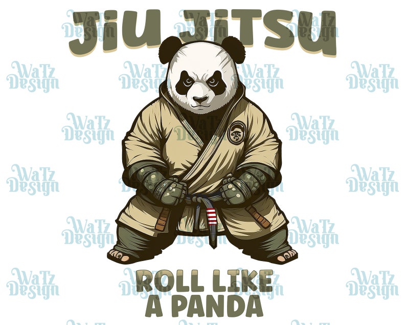 Jiu Jitsu Roll Like a Panda Png, Panda in a Jungle Gi Bjj Design ...