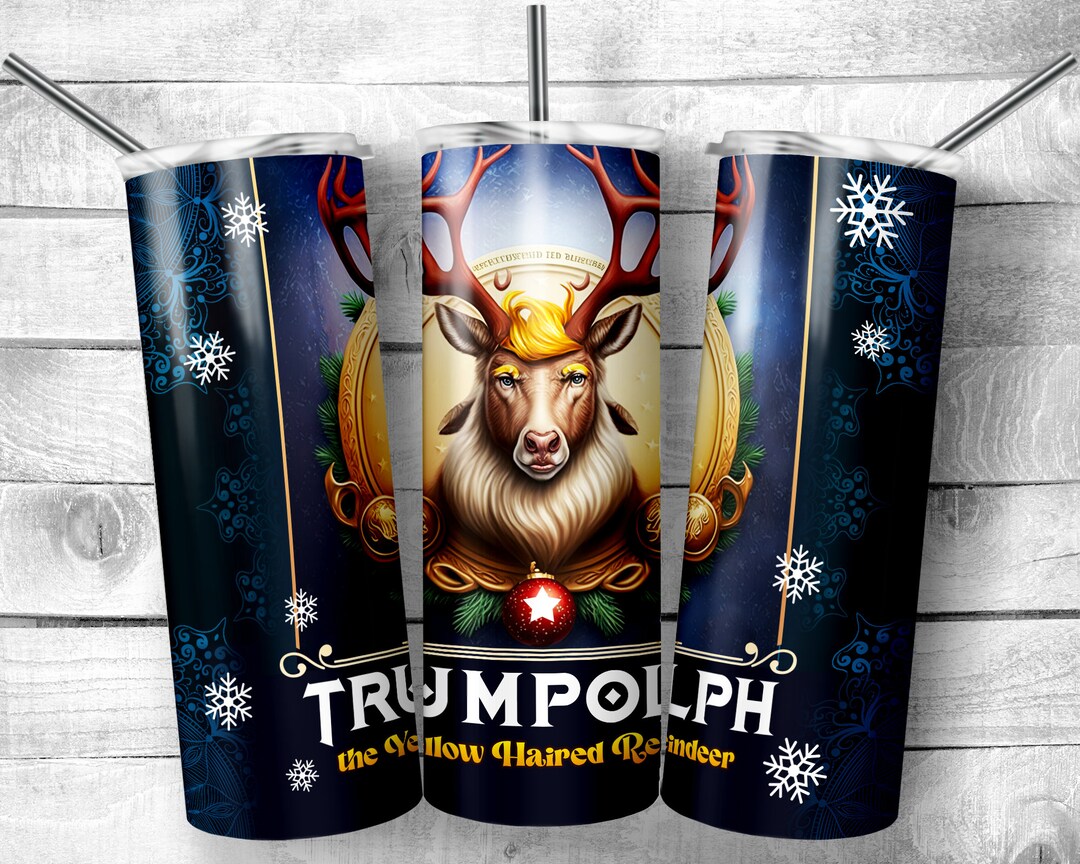 Trumpolph the Yellow Haired Reindeer Design, Trump Parody Reindeer 20oz ...