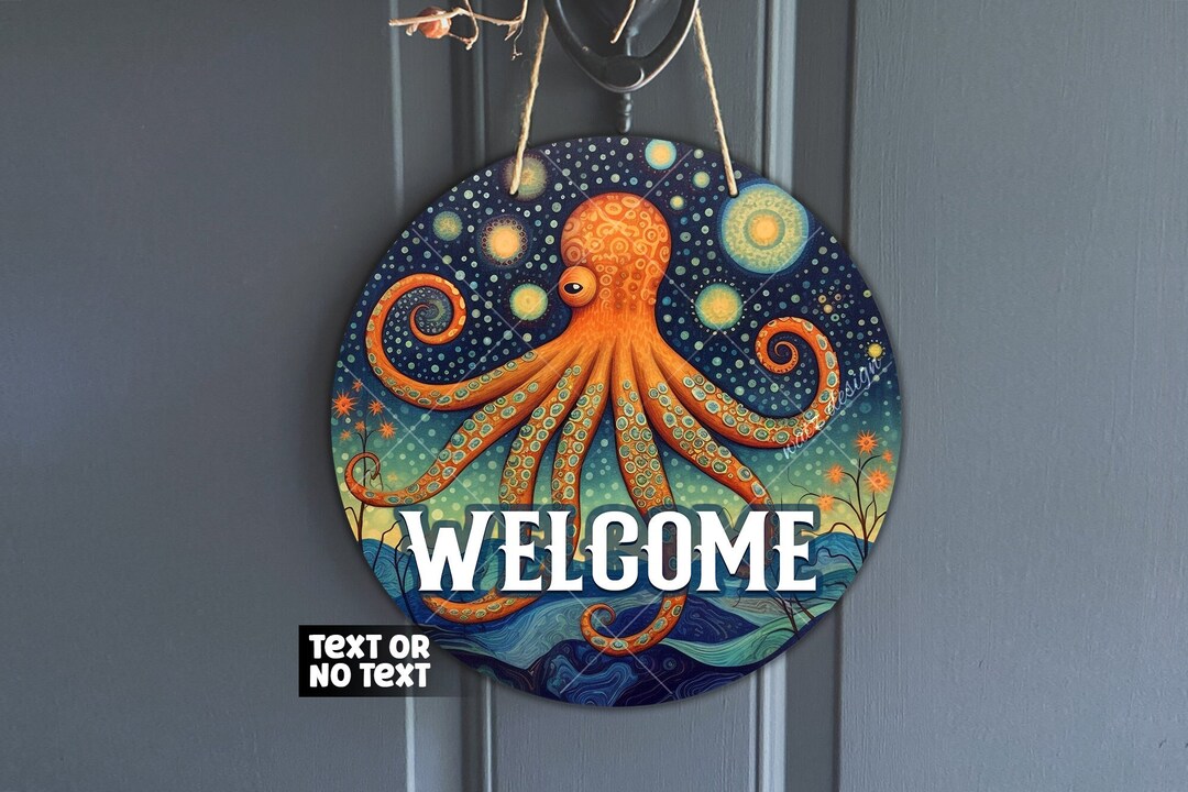 Storybook Octopus Door Hanger Design - Art Nouveau Squid Sign for ...