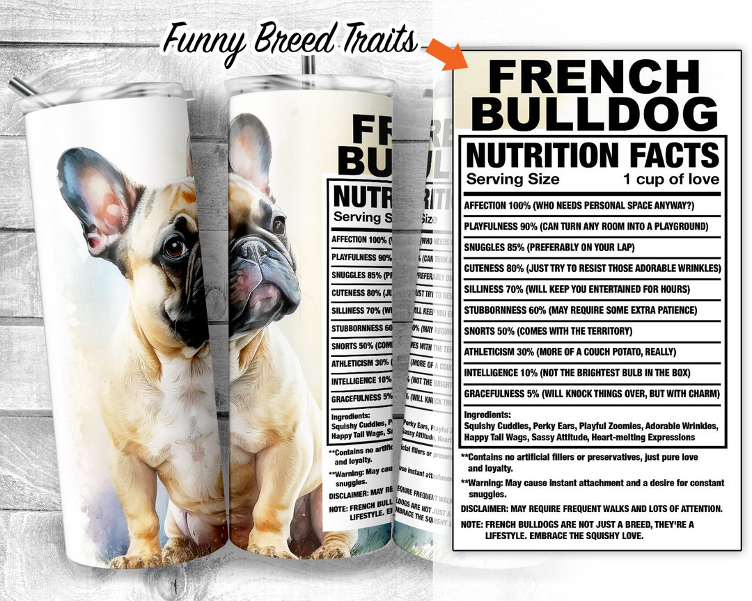 French Bulldog 20oz Skinny Tumbler Design, Frenchie Dog Facts, Dog ...
