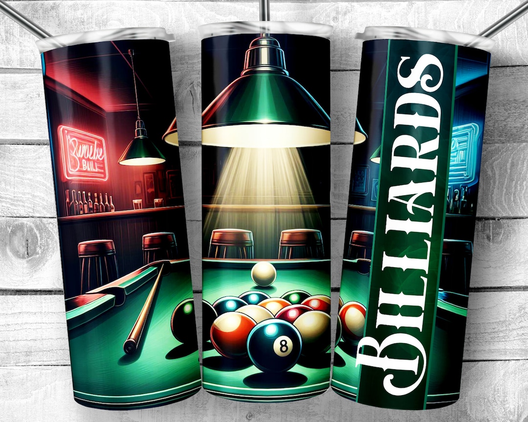 Colorful Billiards Balls 20 Oz Skinny Tumbler Sublimation Design, Pool ...