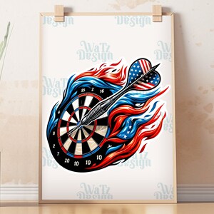 Flaming USA Dart PNG, Flaming Patriotic Darts Sublimation Design ...