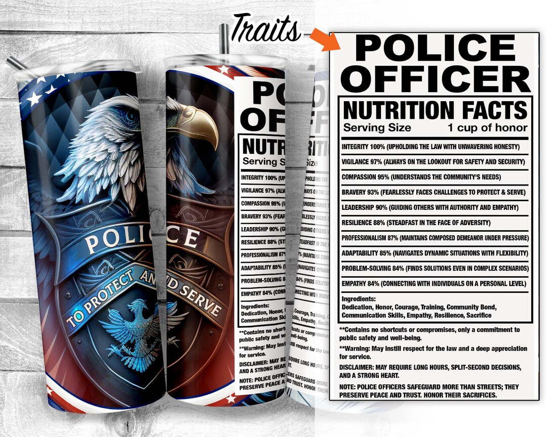 American Flag Police Eagle Facts 20oz Skinny Tumbler Design, Police ...