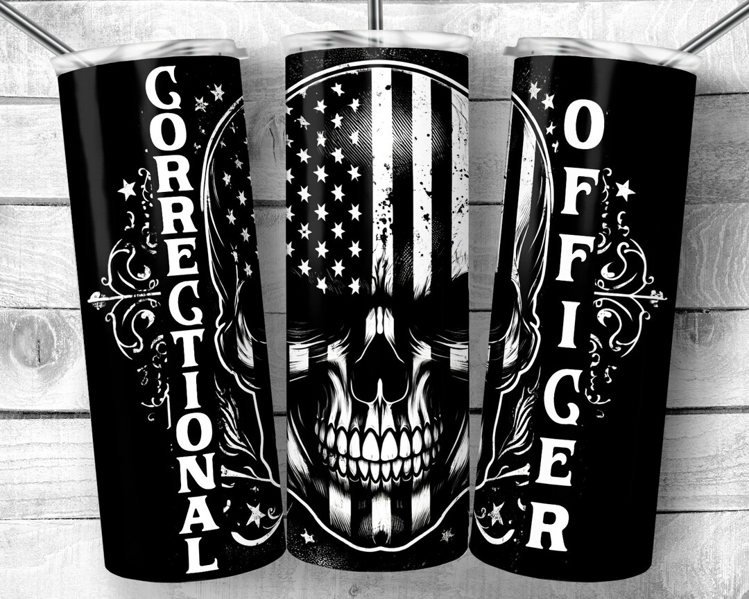 Correctional Officer Flag Patriotic Skull 20oz Skinny Tumbler Design ...