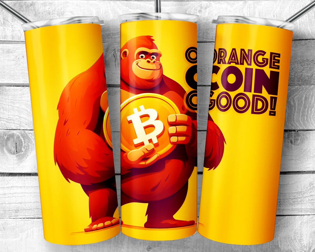 Bitcoin Ape Design, Funny Monkey BTC 20oz Skinny Tumbler Design ...