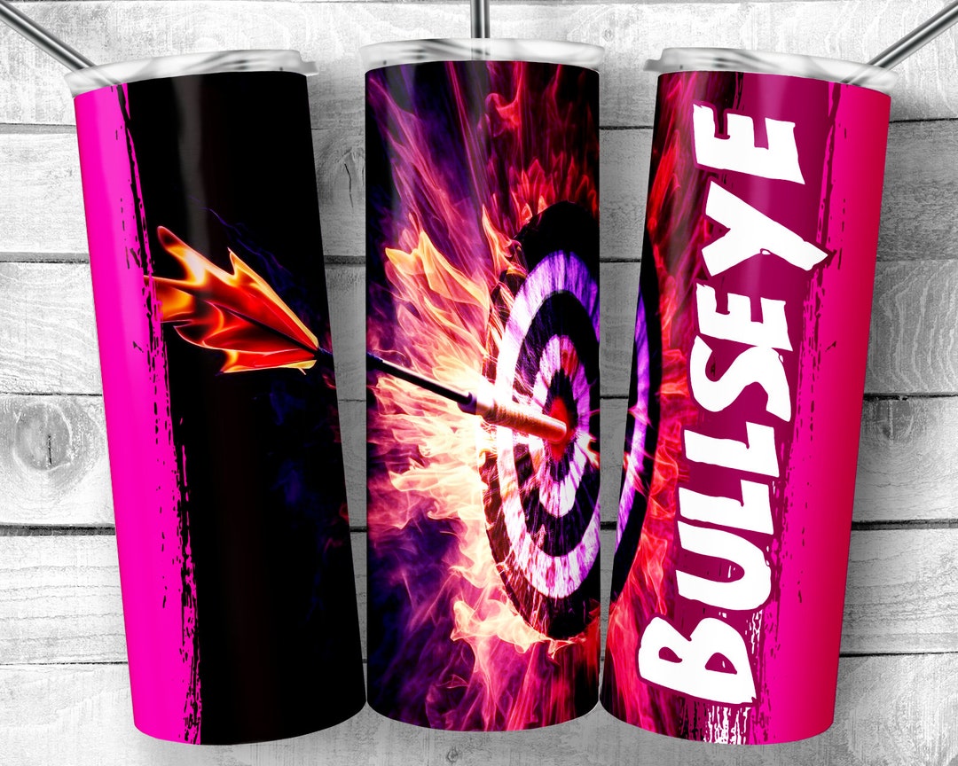 Girls Flaming Dart Board 20oz Skinny Tumbler Sublimation Design, Pink ...