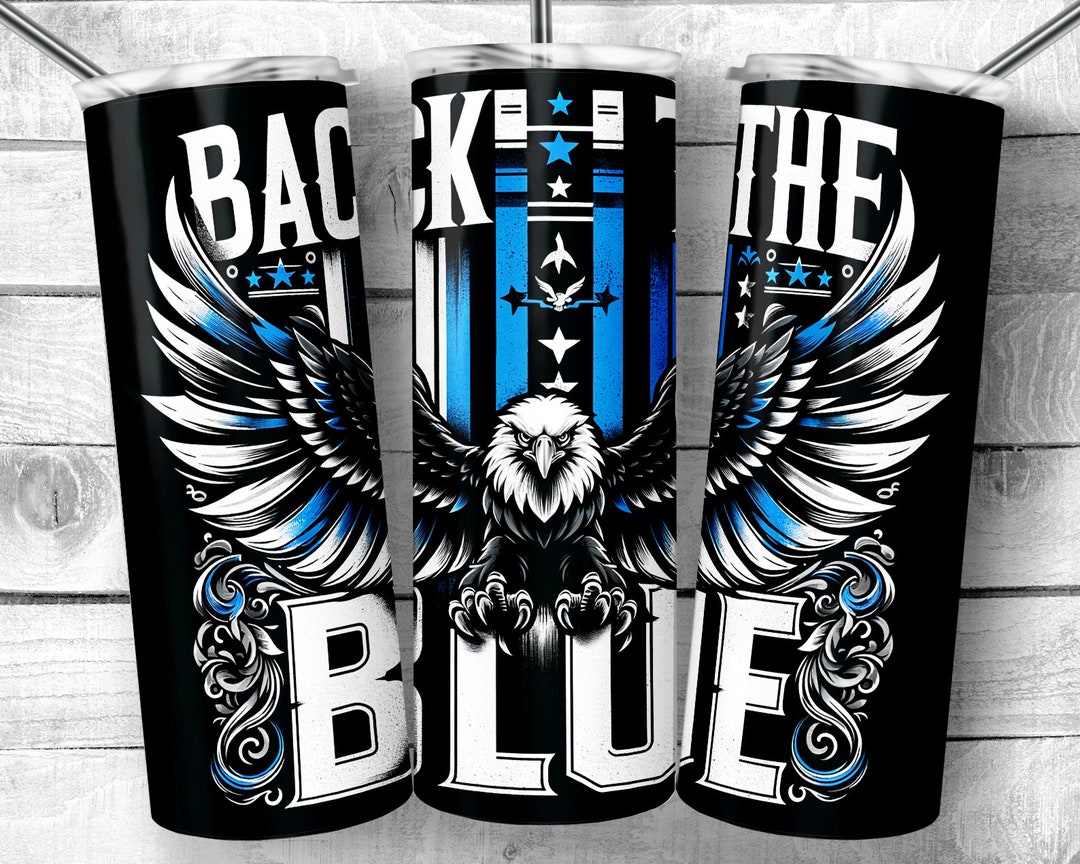 Blue Line Eagle Tumbler, 20oz Skinny Tumbler Design | Back the Blue ...