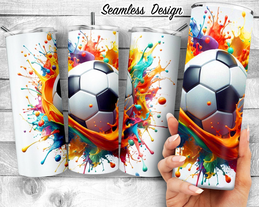 Colorful Soccer Ball 20oz Skinny Tumbler Sublimation Design, Spectrum ...