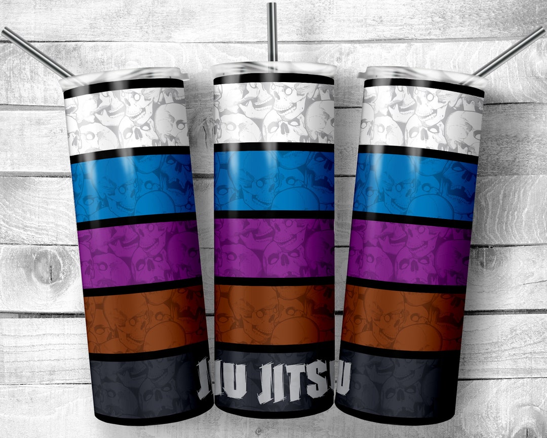 Brazilian Jiu Jitsu Belt Colors Skulls 20oz Skinny Tumbler Sublimation ...