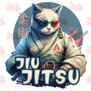 Jiu Jitsu Cat Png, Bjj Cat in Shades Sublimation Design, Train ...