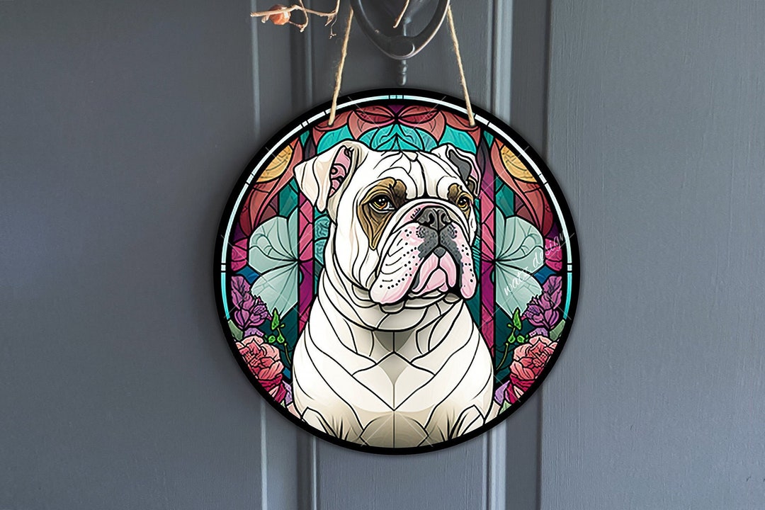 Faux Stained Glass Old English Bulldog Design, Olde English Bulldogge ...
