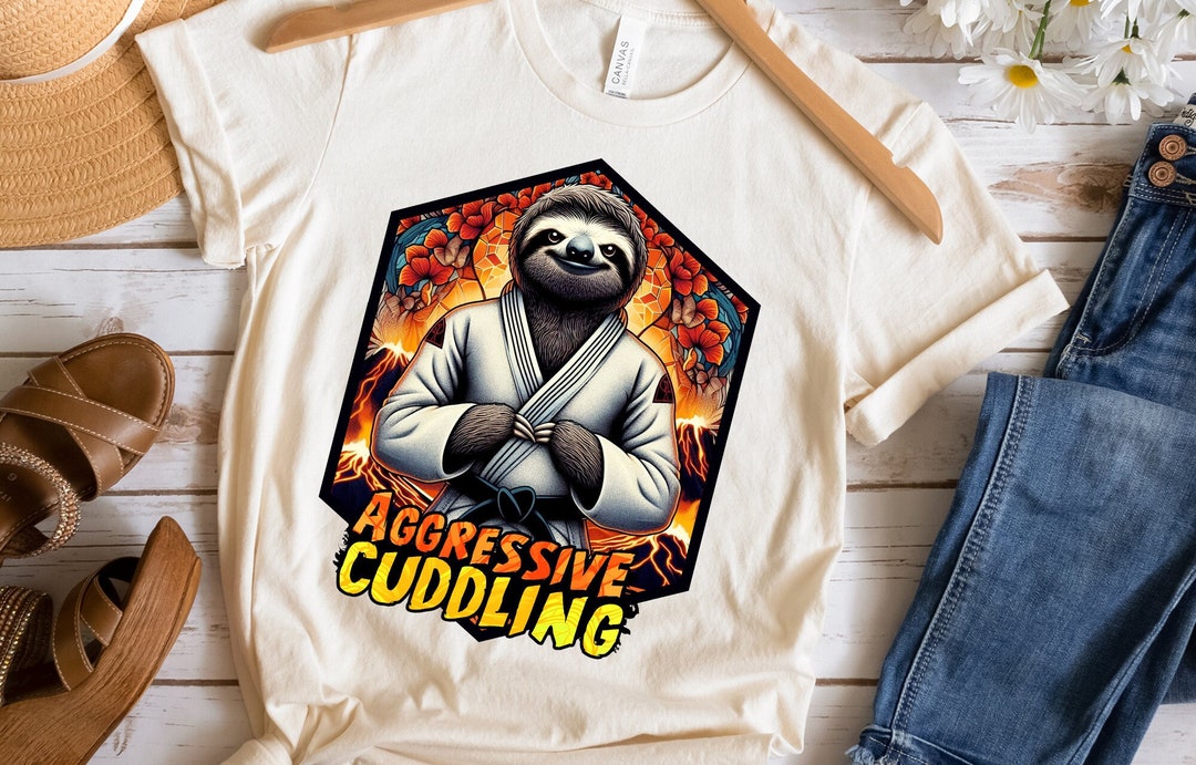 Jiu Jitsu Aggressive Cuddling Sloth Png, Funny Brazilian Jiu Jitsu ...