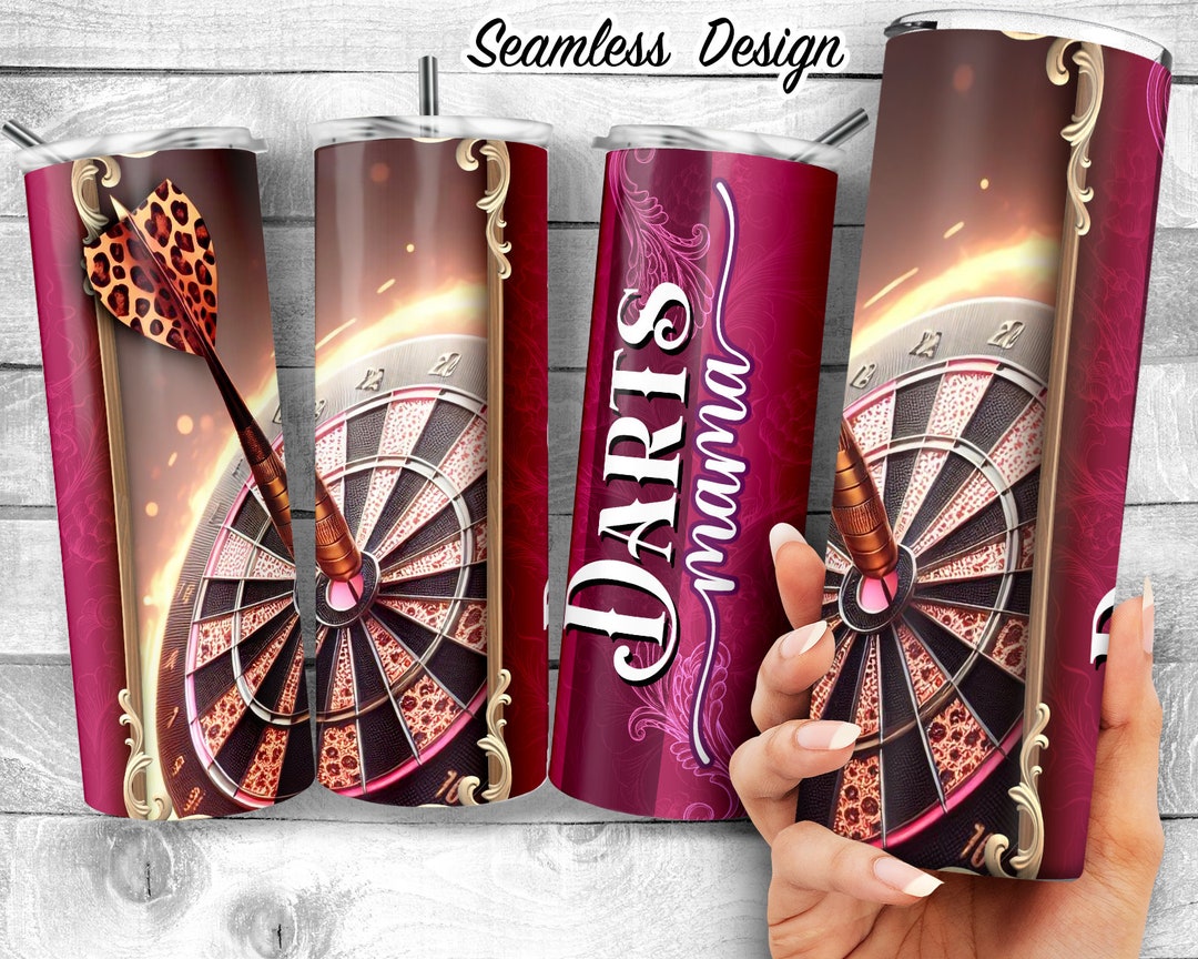 Darts Mama 20oz Skinny Tumbler Sublimation Design, Flaming Darts ...