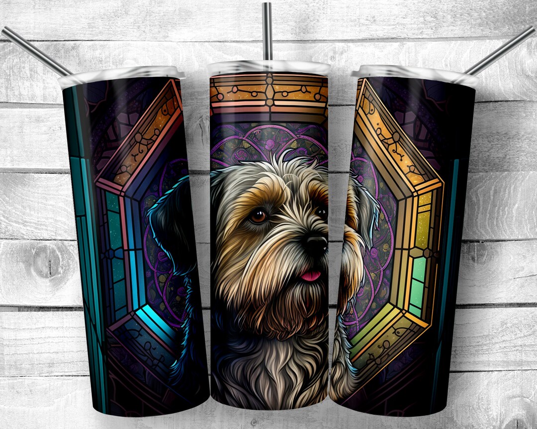 Vintage Yorkie Ornate Stained Glass Tumbler - Yorkshire Terrier Lover ...