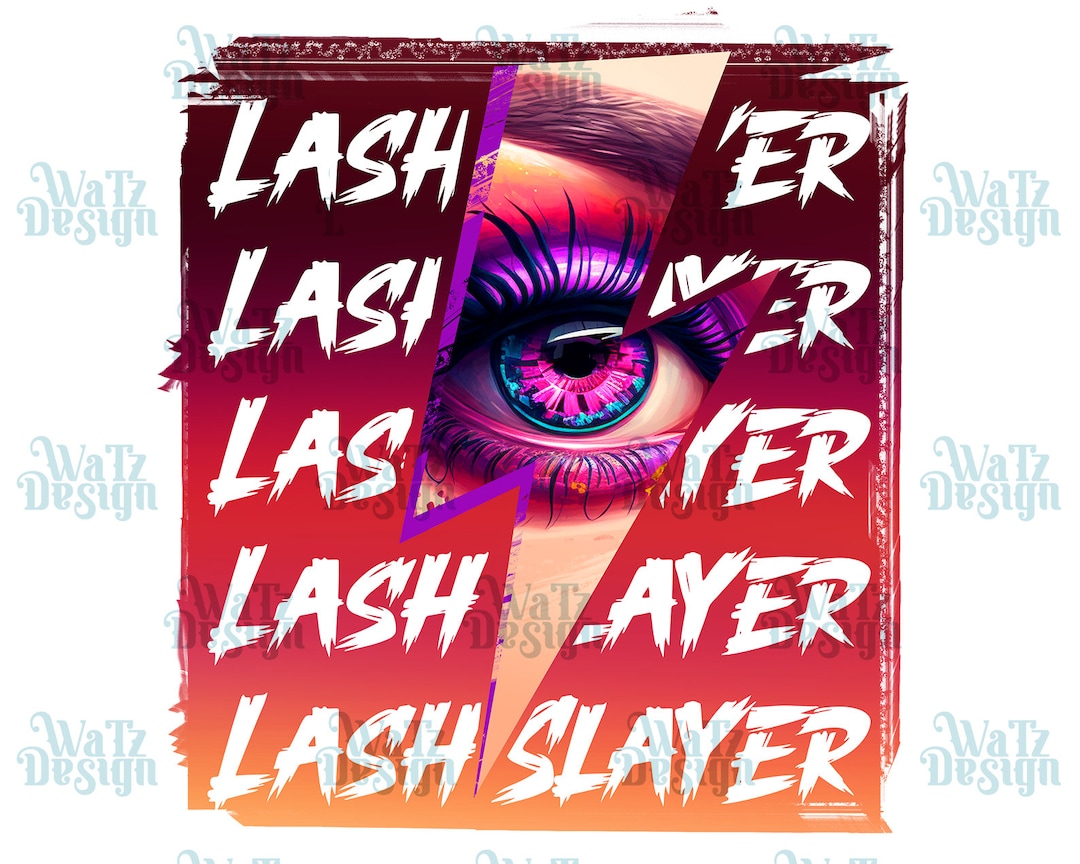 Lash Slayer Airbrush Eyes Png, Lash Boss Colorful Bolt Png, Long ...