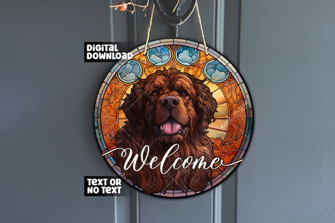 Faux Stained Glass Newfoundland Sign, Round Vintage Newfie Sign for ...