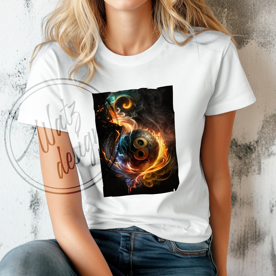 Flaming Pool Ball Png, 8 Ball With Magic Flames Sublimation Design, 3D ...
