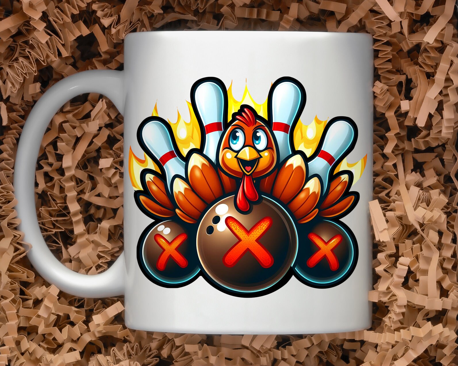Cartoon Turkey Bowling Pins Png, Gobbler With Bowling Pins Sublimation ...