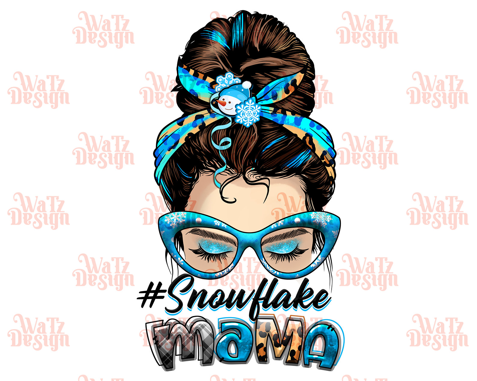 Snowflake Mama Messy Bun Png Sublimation Design Christmas - Etsy