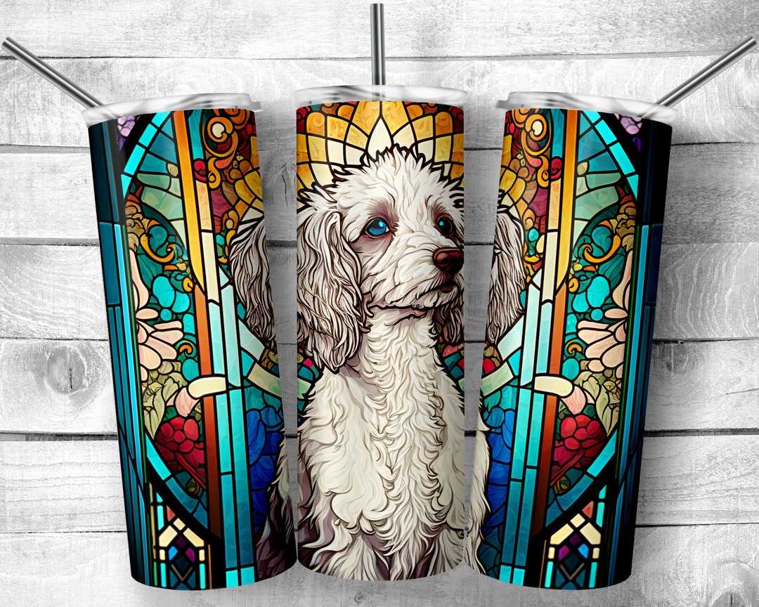 Chinese Crested Poodle Stained Glass 20oz Skinny Tumbler Design ...