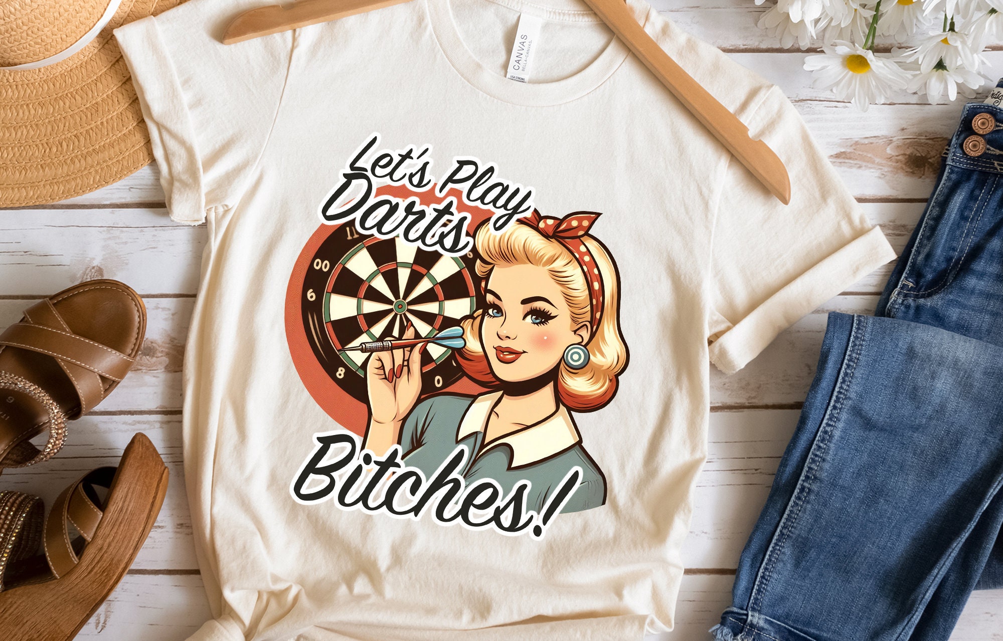 Let's Play Darts Bitches PNG, Fun Retro Darts Sublimation Design, Darts ...