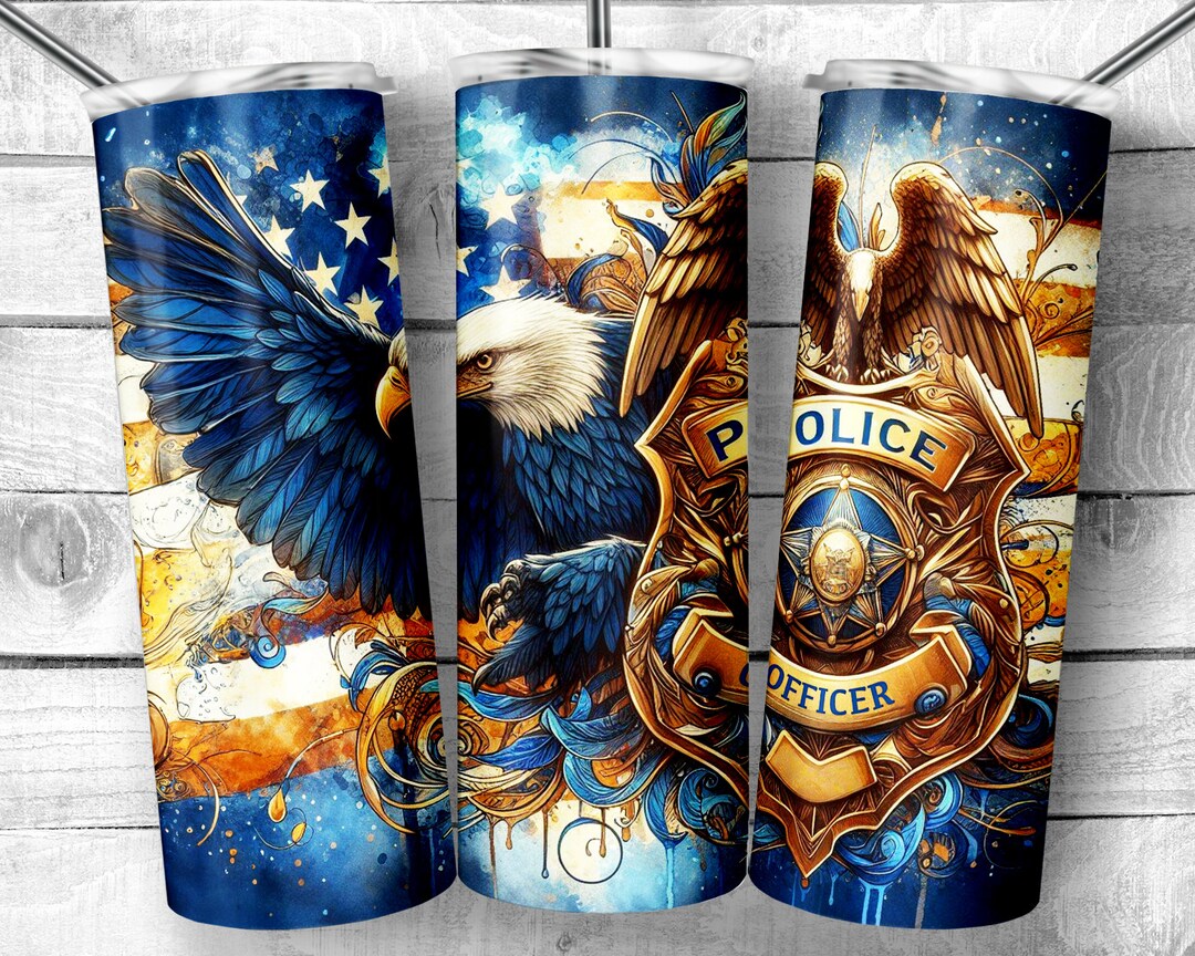 Police Eagle Design, Police Emblem 20oz Skinny Tumbler Design | Gold ...