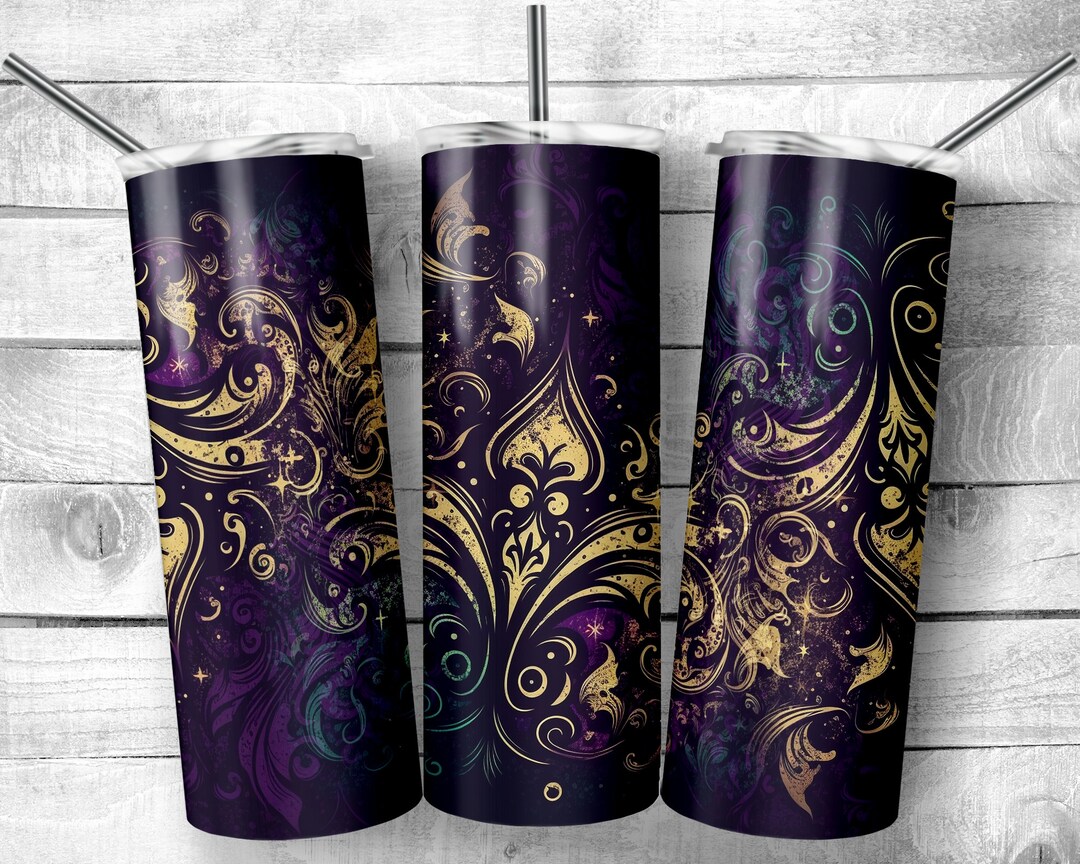 Seamless Mardi Gras Fluer De Lis Tumbler Design - Colorful Carnival ...