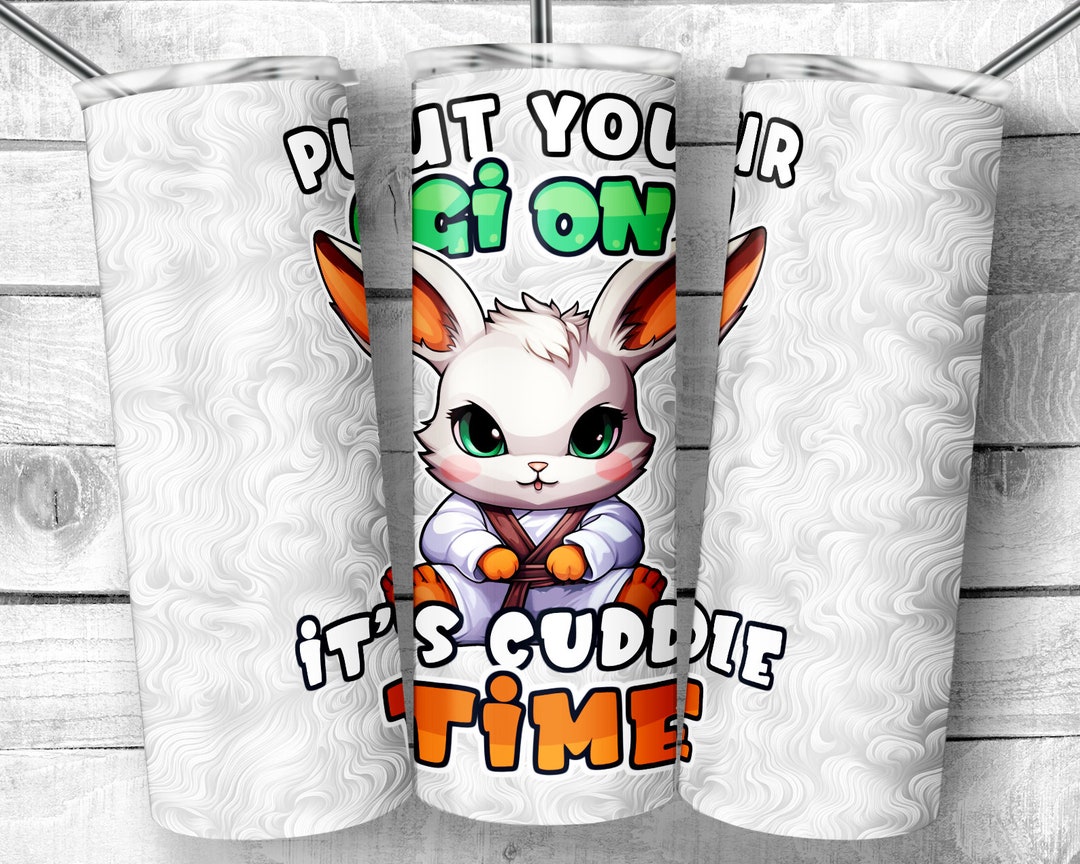 Jiu Jitsu Rabbit 20oz Skinny Tumbler Sublimation Design, Cuddle Bunny ...