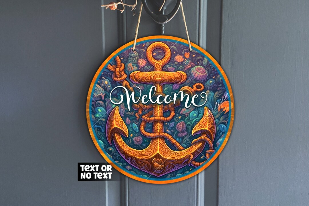 Ship Anchor in Sea Door Hanger Design | Intricate Colorful Nautical ...