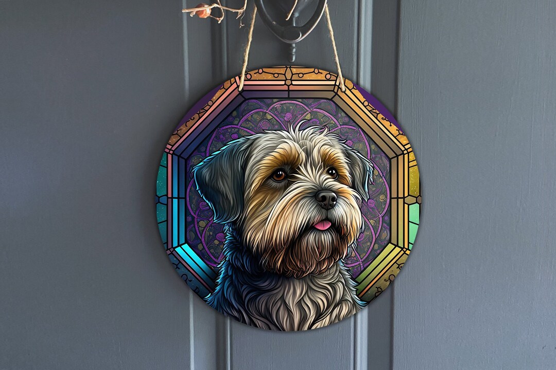 Faux Stained Glass Yorkshire Sign, Round Vintage Yorkie Sign for ...