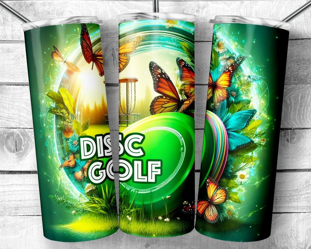 Disc Golf Disc and Basket 20 Oz Skinny Tumbler Sublimation Design ...