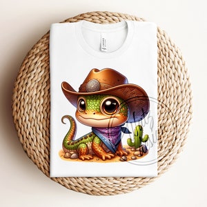 Cute Cowboy Lizard PNG - Western Themed Baby Reptile Sublimation Design ...