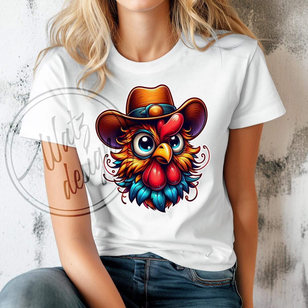Colorful Chicken Cowboy PNG, Sublimation Design, Funny Chicken PNG ...