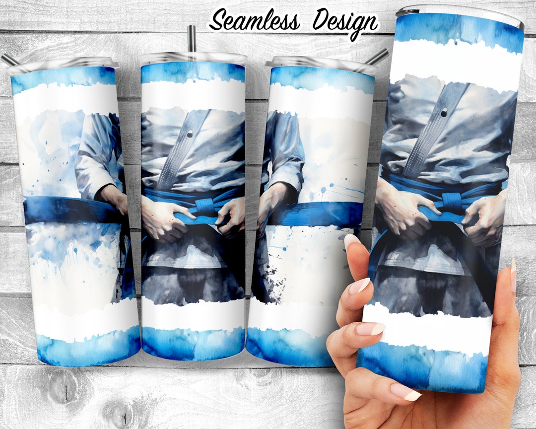 Brazilian Jiu Jitsu Blue Belt 20 Oz Skinny Tumbler Sublimation Design ...