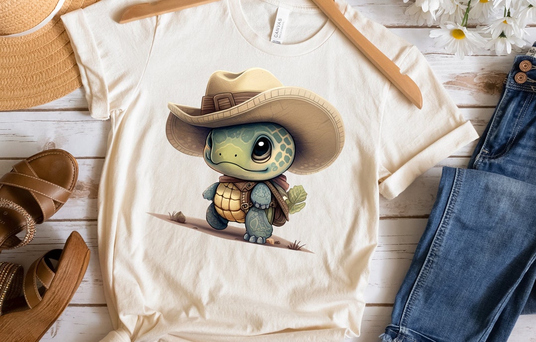 Cute Cowboy Turtle PNG - Western Themed Baby Tortoise Sublimation ...