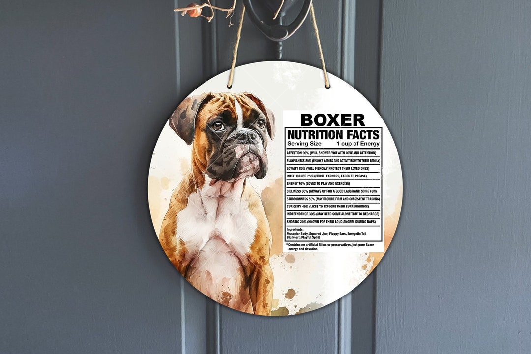 Boxer Dog Facts Sign, Boxer Dog Traits Sign for Wreaths, Dog Ingredient ...