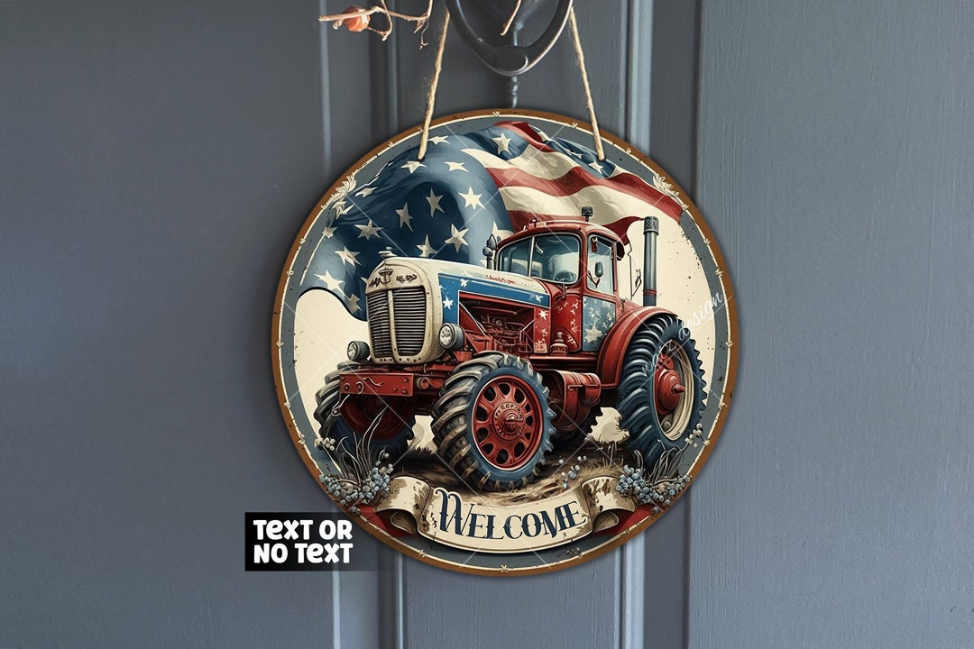 Vintage Tractor Stained Glass Door Hanger, Amazing Farm Tractor Sign ...