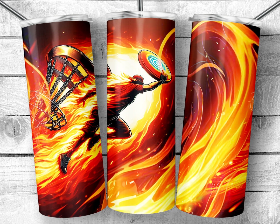 Flaming Disc Golf Player 20 Oz Skinny Tumbler Sublimation Design ...