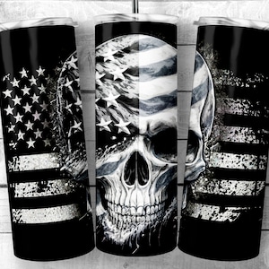 Correctional Officer Flag Patriotic Skull 20oz Skinny Tumbler Design ...