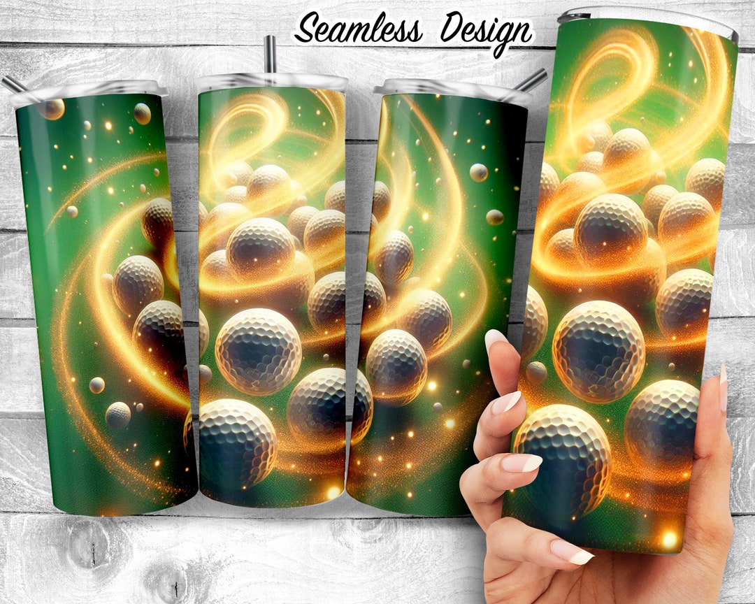 Magical Golf Balls on Green 20oz Skinny Tumbler Sublimation Design ...