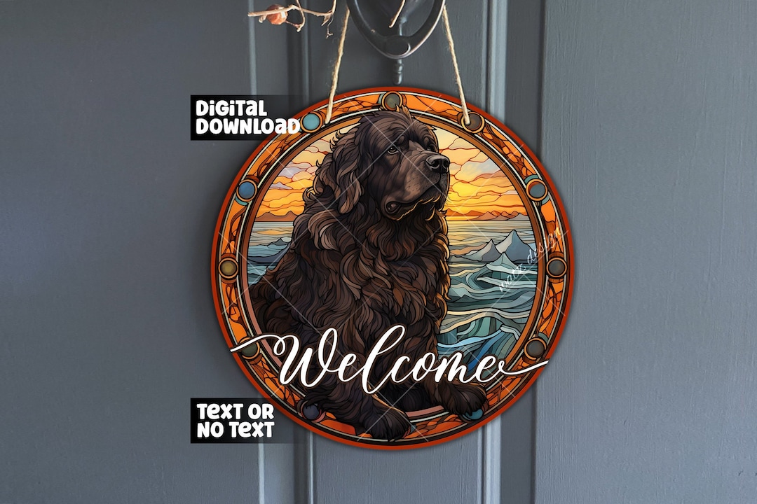 Faux Stained Glass Newfoundland Sign, Round Vintage Newfie Sign for ...