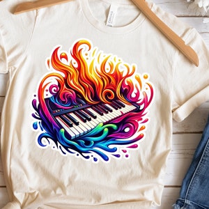 Colorful Flaming Piano Keys PNG - Vibrant Music Keyboard Sublimation ...