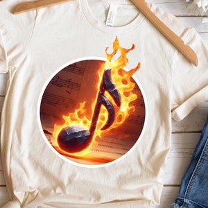 Flaming Rock Music Clef PNG, 3d Music Note Sublimation Design, Big ...