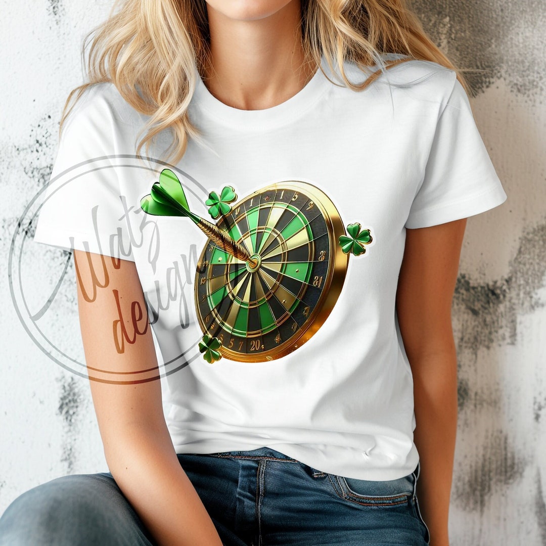 Green and Gold Lucky Bullseye Dart Board Png, Shamrock Darts Design Png ...