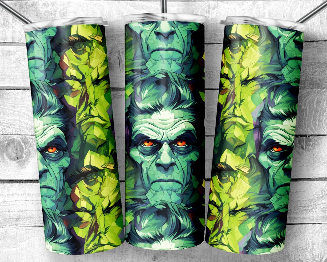 Frankenstein Faces Pattern 20oz Skinny Tumbler Design - Abstract ...